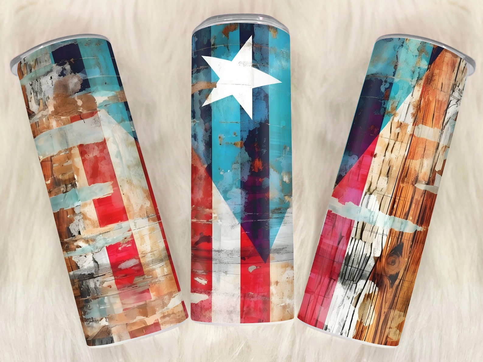 Vintage Puerto Rico Flag Wrap for 20oz Skinny Tumblers | Sublimation ...