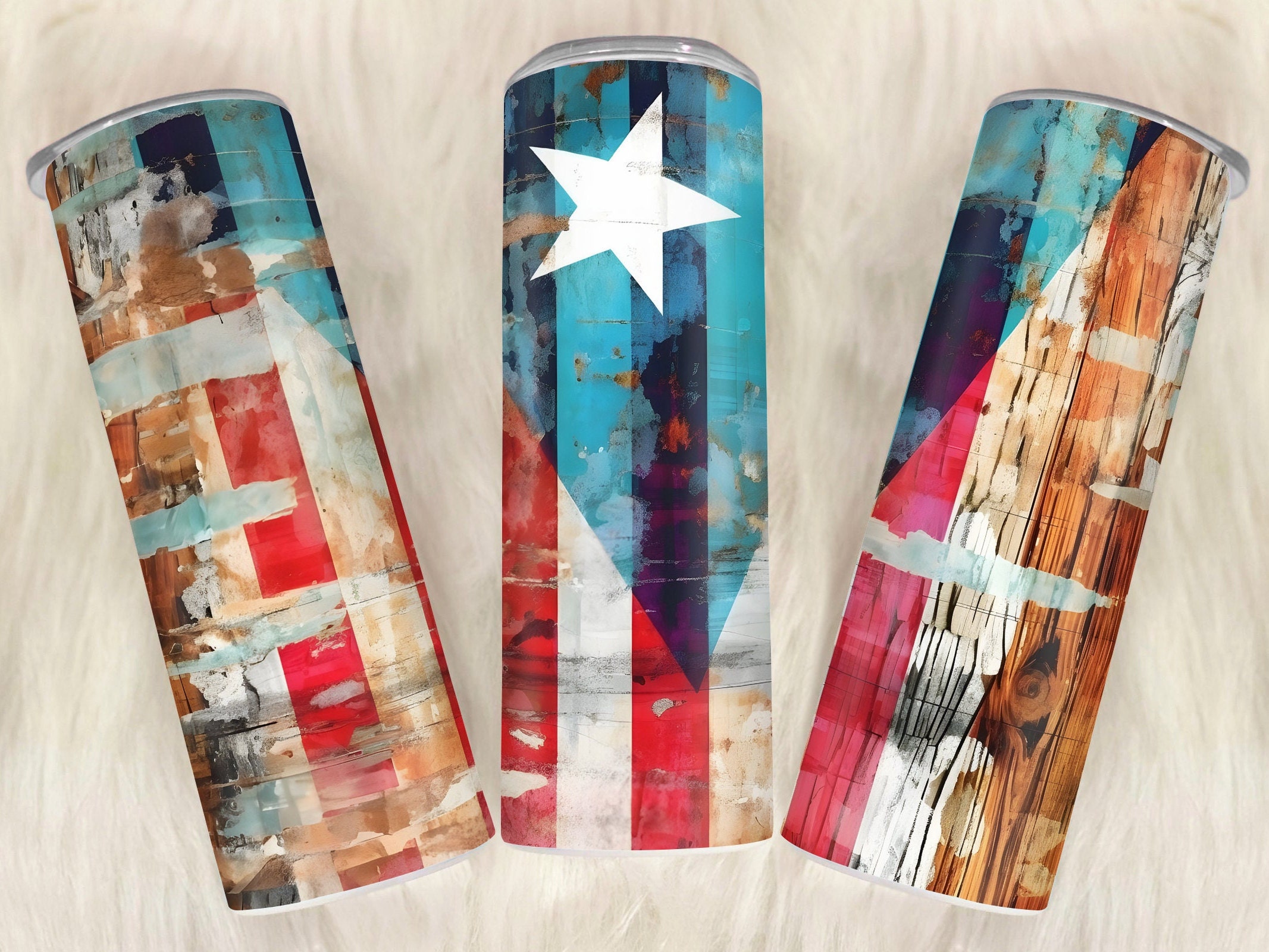 Vintage Puerto Rico Flag Wrap for 20oz Skinny Tumblers | Sublimation ...