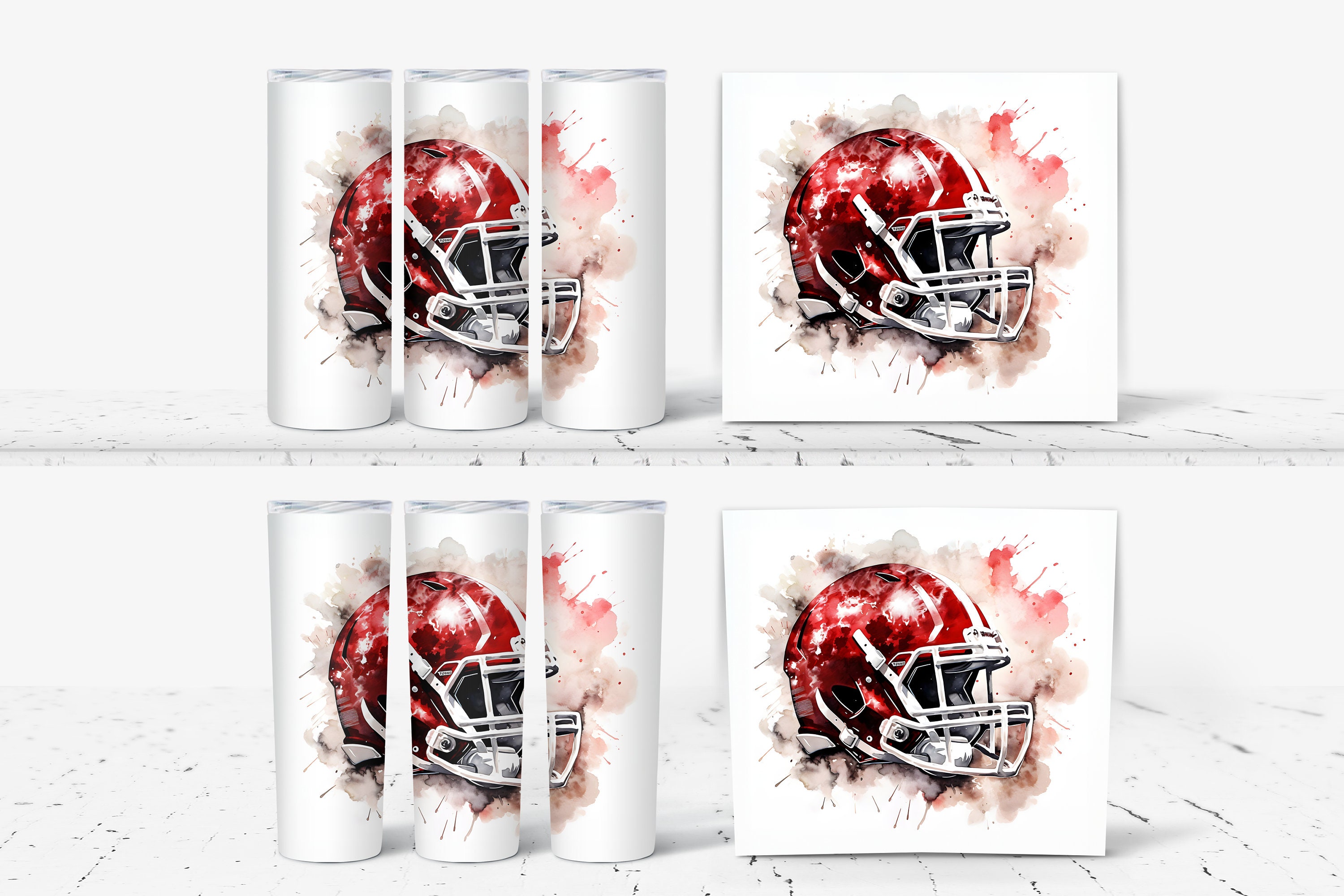 Red and White Football Wrap for 20oz Skinny Tumblers | Sublimation ...