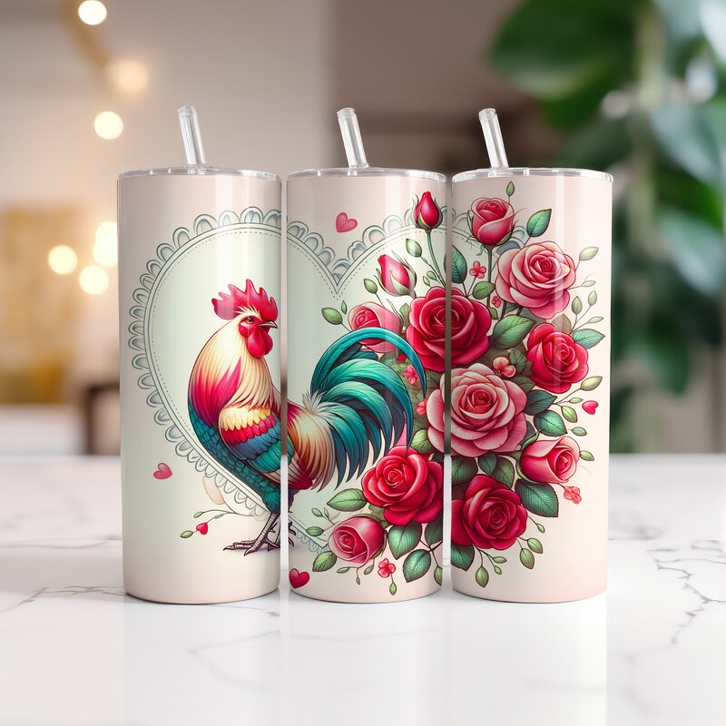 Rooster and Roses - Etsy