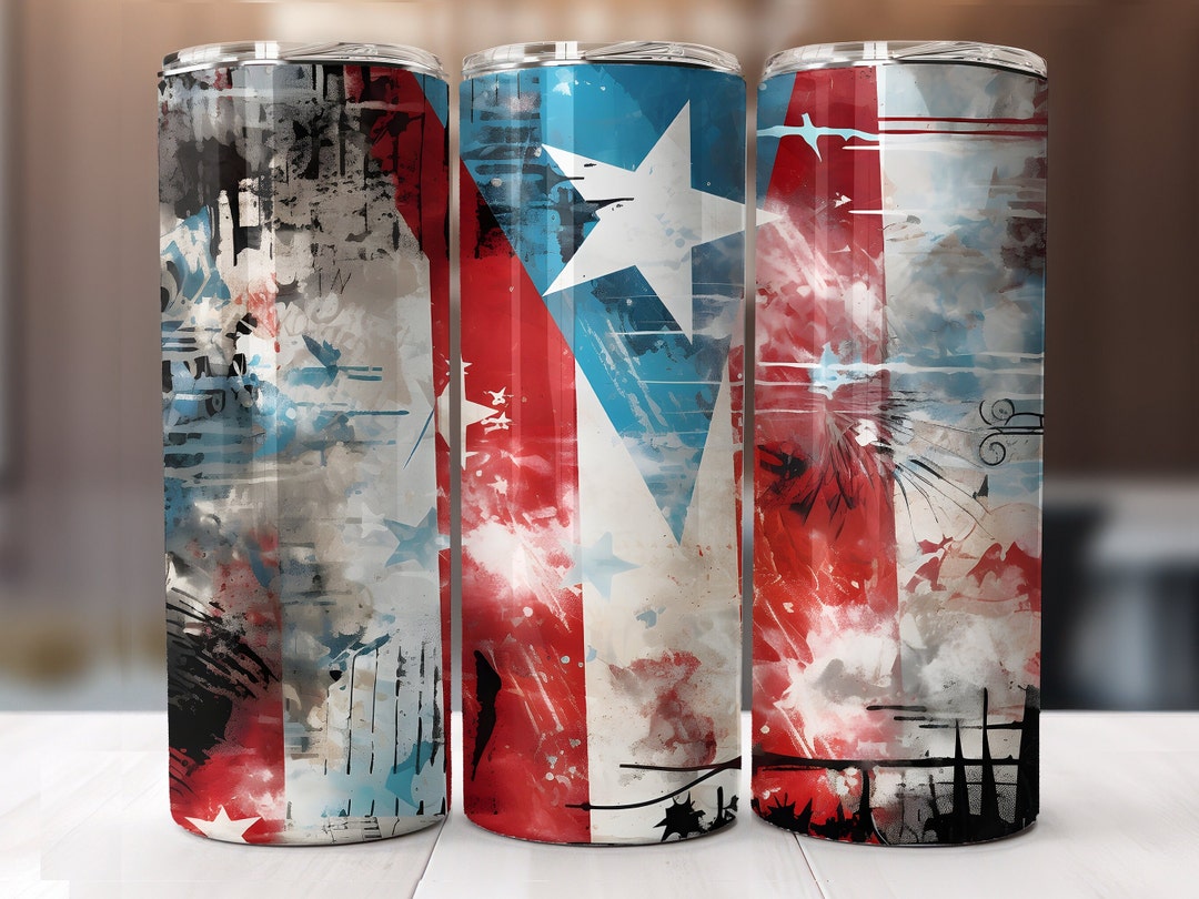 Vintage Puerto Rico Flag Wrap for 20oz Skinny Tumblers | Sublimation ...