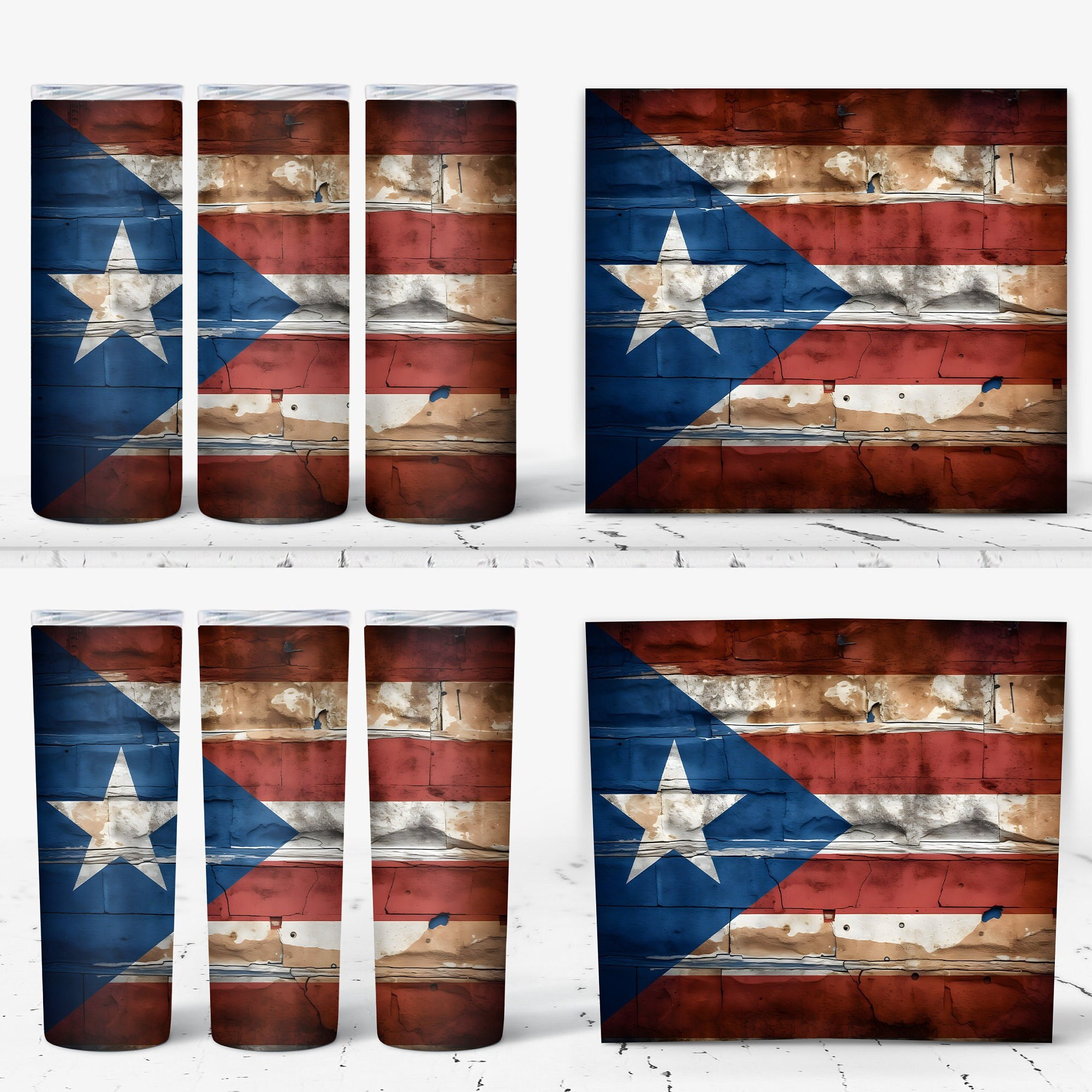 Vintage Puerto Rico Flag Wrap for 20oz Skinny Tumblers | Sublimation ...