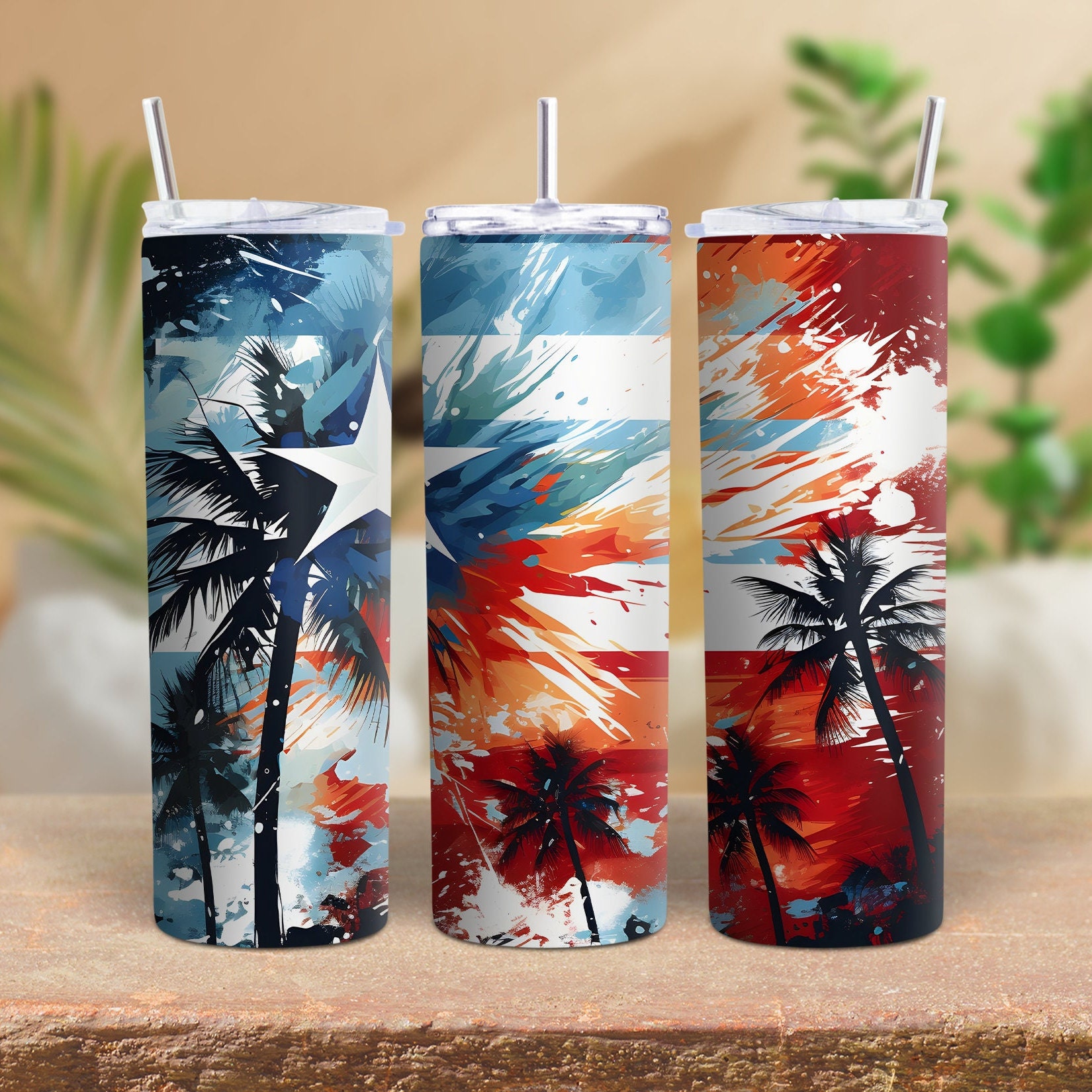 Abstract Puerto Rico Flag Wrap for 20oz Skinny Tumblers | Sublimation ...