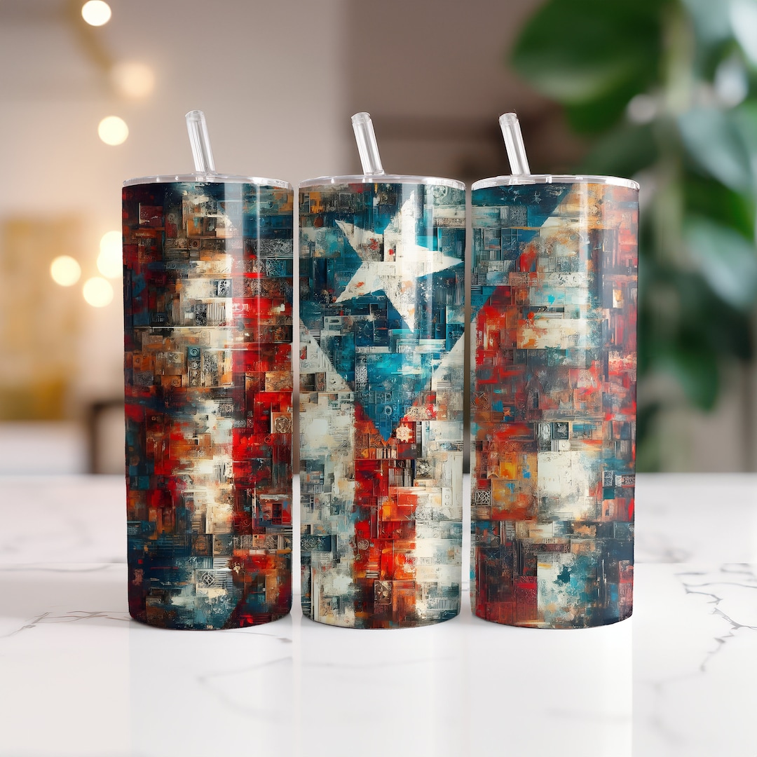 Vintage Puerto Rico Flag Wrap for 20oz Skinny Tumblers | Sublimation ...