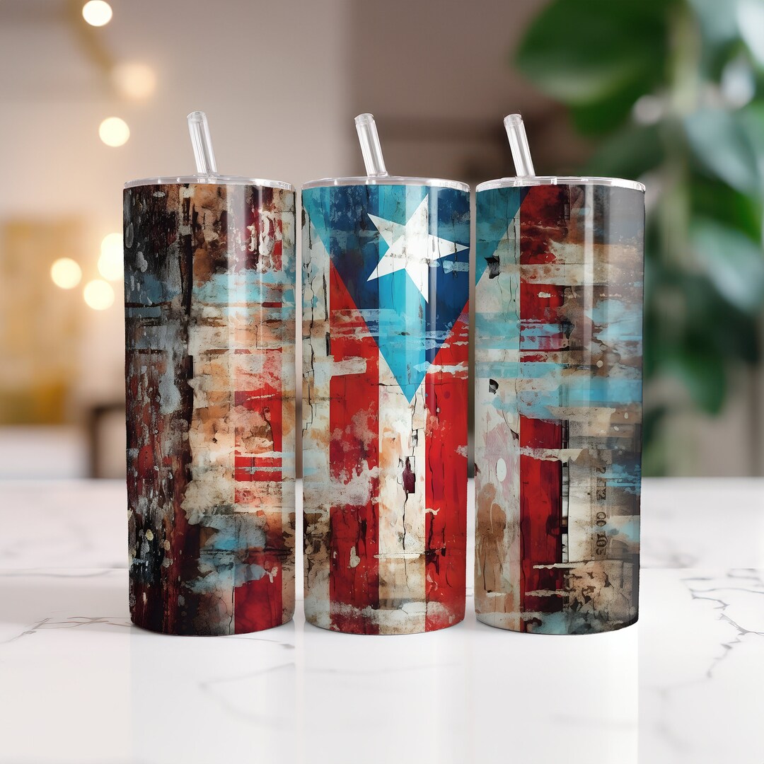Painted Puerto Rico Flag Wrap for 20oz Skinny Tumblers | Sublimation ...