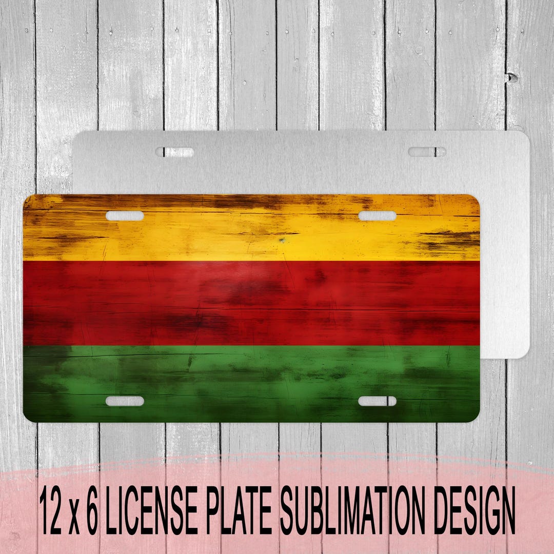 Rasta Reggae Tri-color License Plate Sublimation Design | 12" X 6 ...