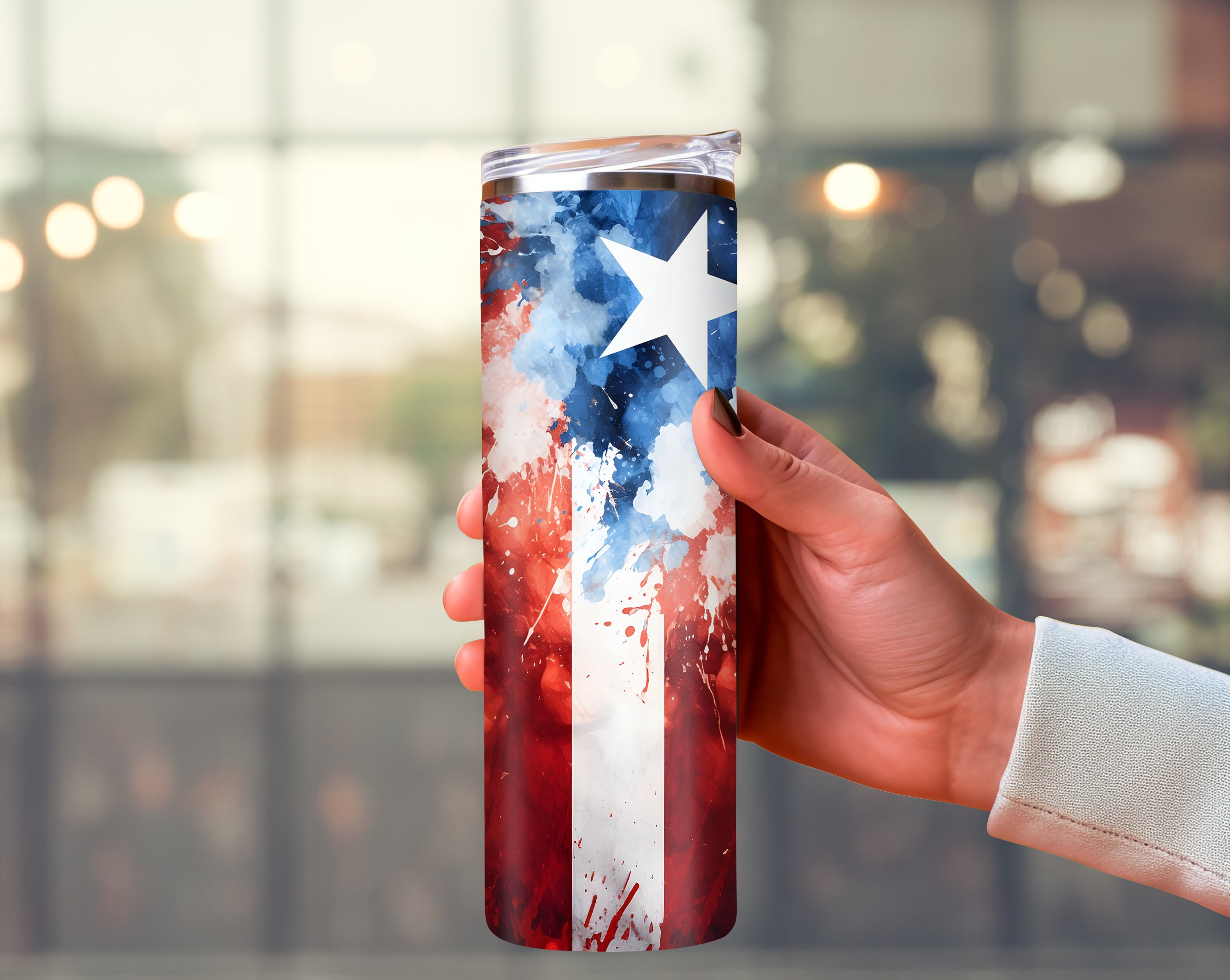 Abstract Puerto Rico Flag Wrap for 20oz Skinny Tumblers Sublimation ...