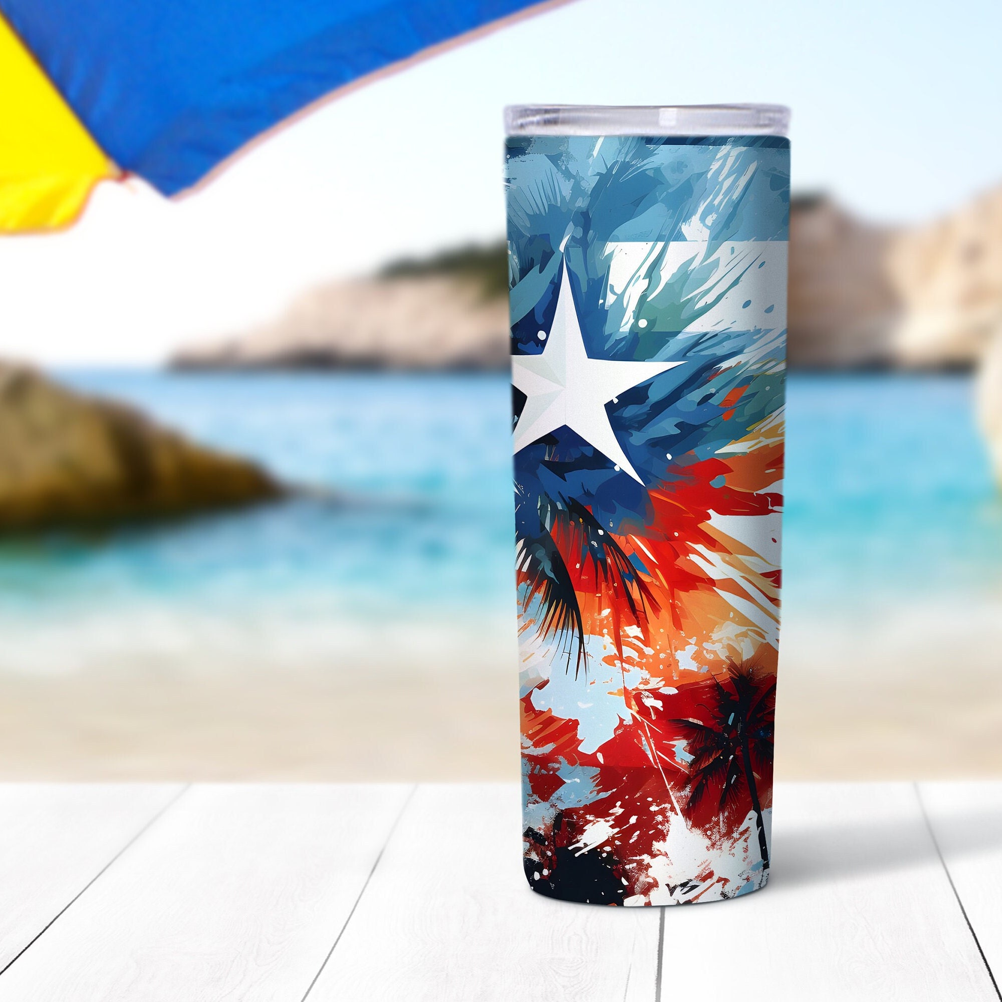 Abstract Puerto Rico Flag Wrap for 20oz Skinny Tumblers | Sublimation ...