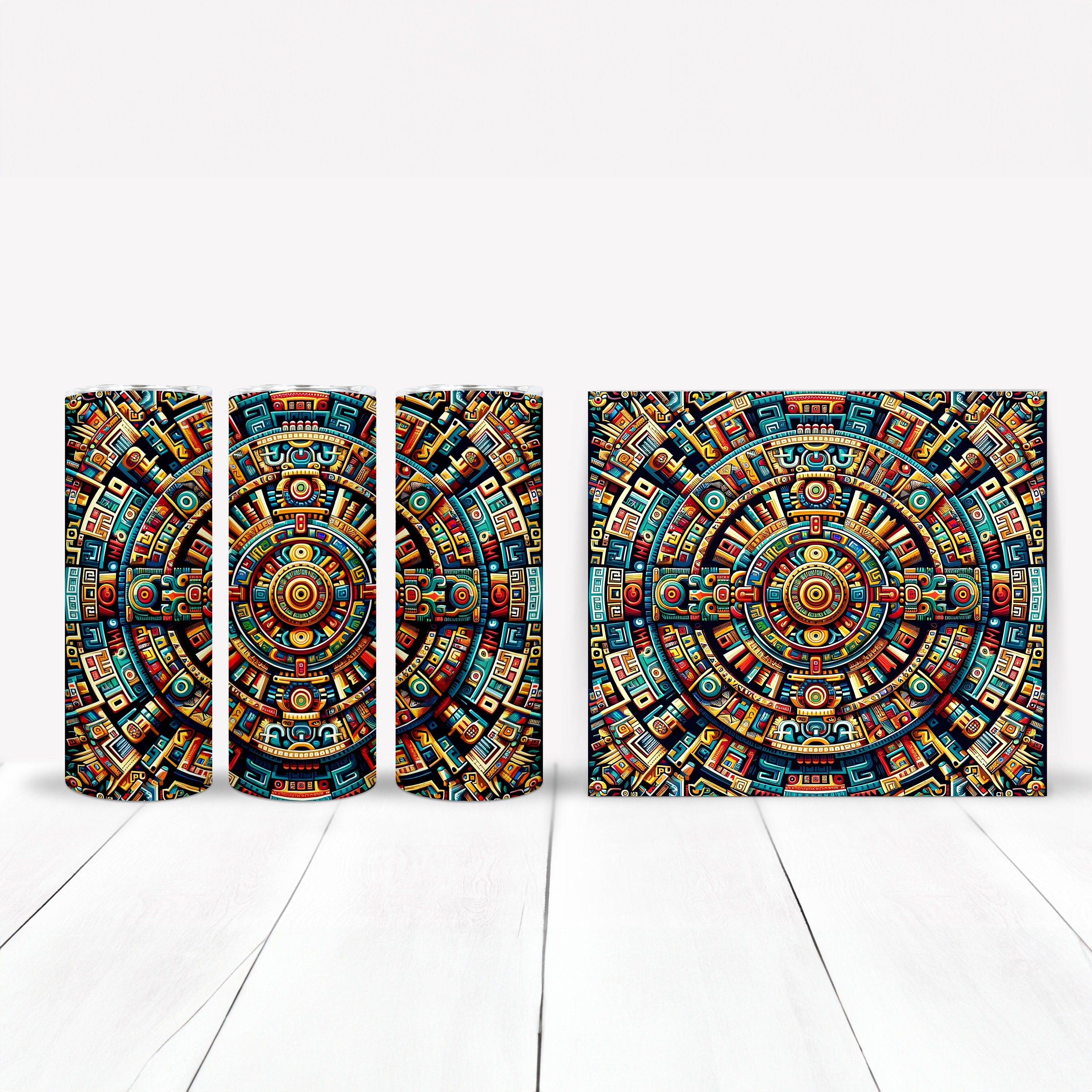 Enigmatic Aztec Calendar Wrap for 20oz Skinny Tumblers | Sublimation ...