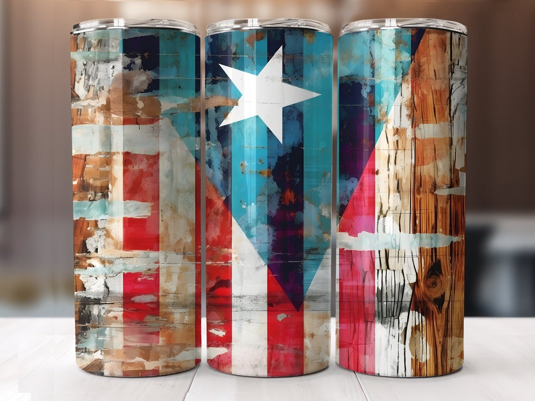Vintage Puerto Rico Flag Wrap for 20oz Skinny Tumblers | Sublimation ...