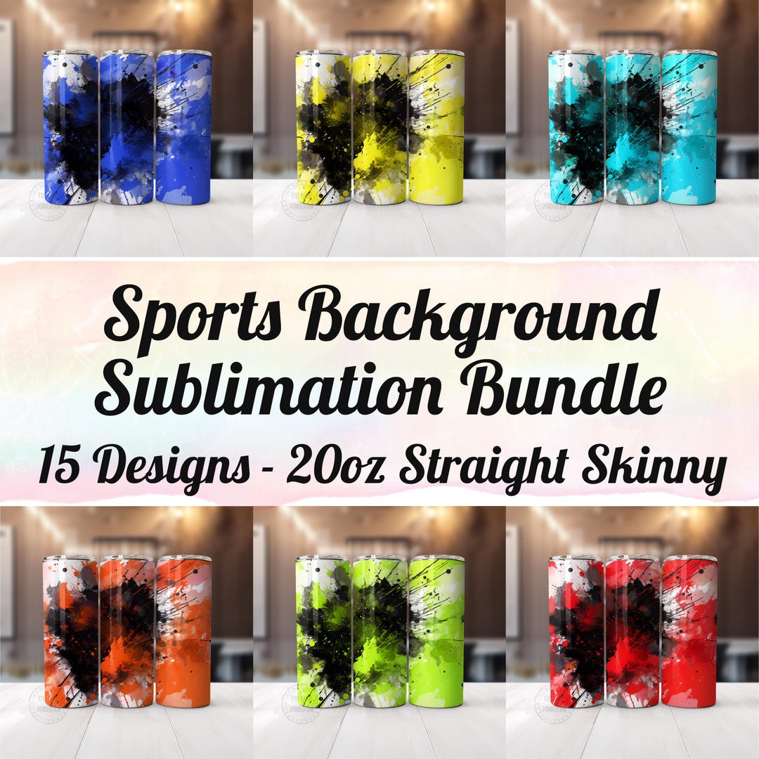 Sports Background Paint Splash Wrap Bundle for 20oz Skinny Tumblers ...