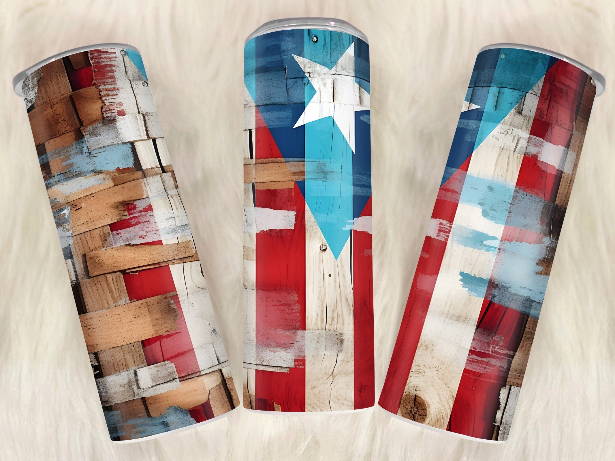Painted Puerto Rico Flag Wrap for 20oz Skinny Tumblers | Sublimation ...