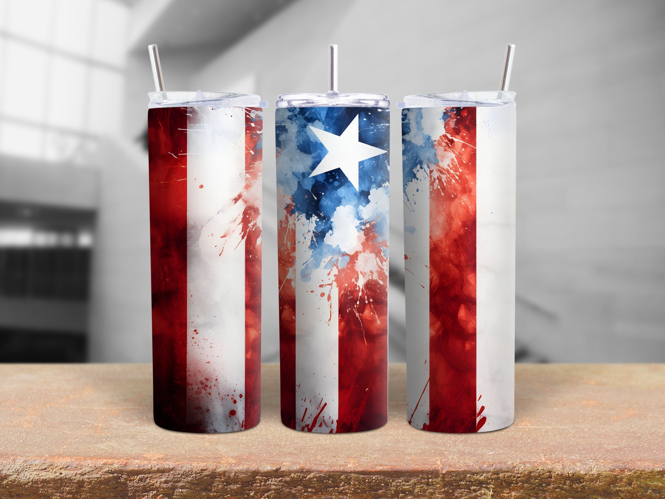 Abstract Puerto Rico Flag Wrap for 20oz Skinny Tumblers Sublimation ...