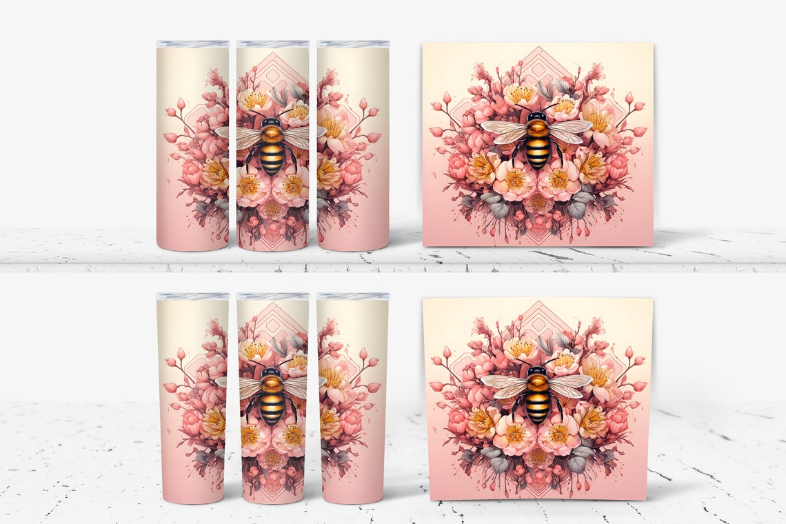 Pink Queen Bee Wrap for 20oz Skinny Tumblers Sublimation Design ...