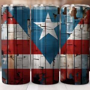 Painted Puerto Rico Flag Wrap for 20oz Skinny Tumblers | Sublimation ...