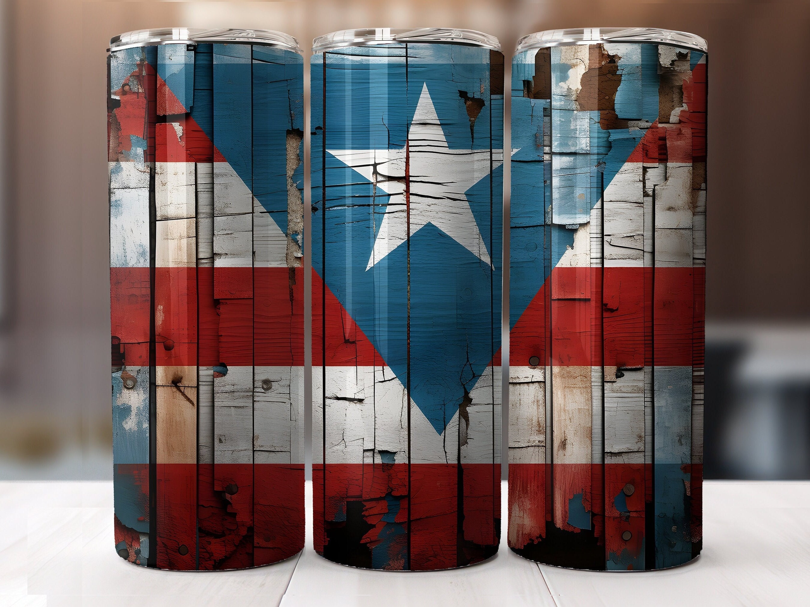 Painted Puerto Rico Flag Wrap for 20oz Skinny Tumblers | Sublimation ...