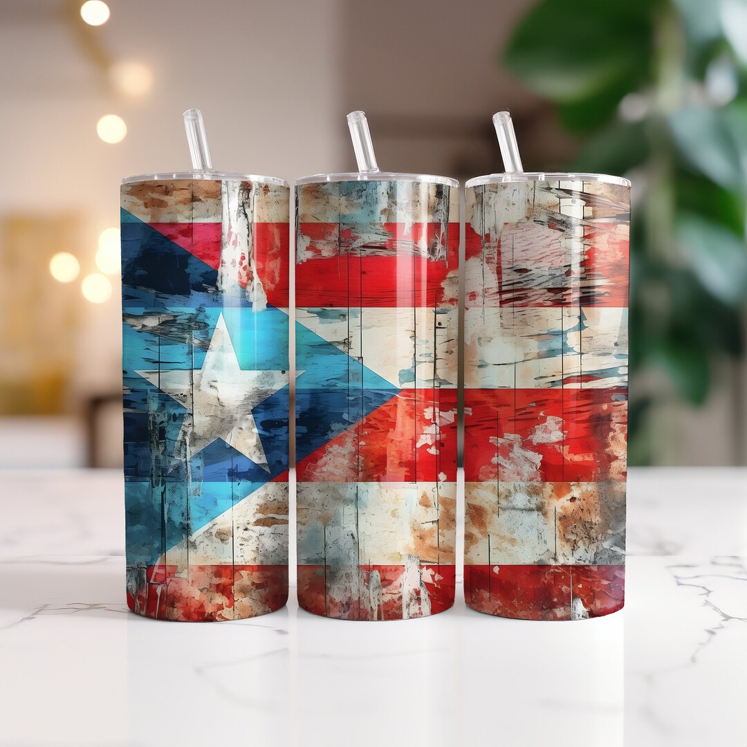 Vintage Puerto Rico Flag Wrap for 20oz Skinny Tumblers | Sublimation ...