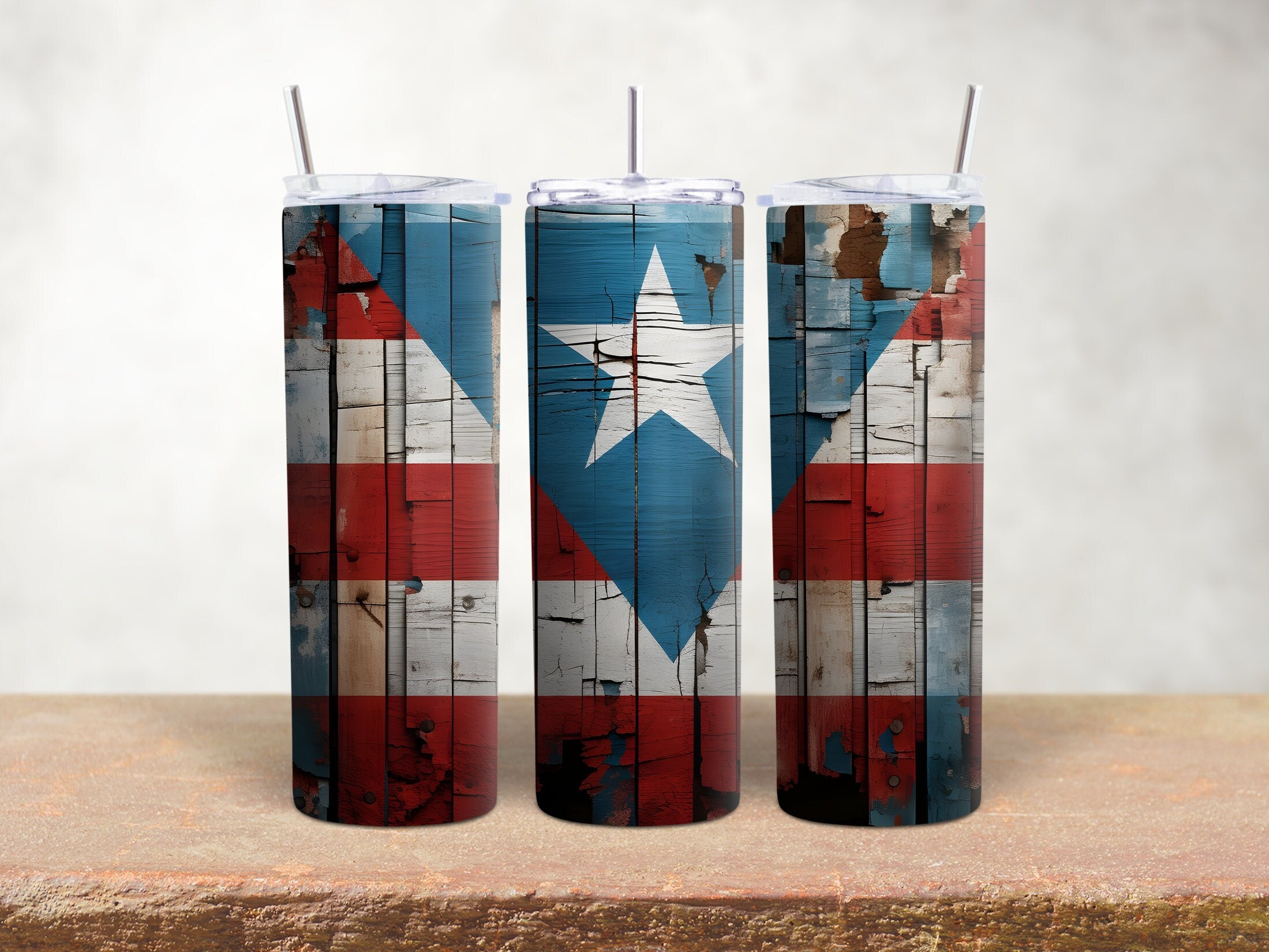 Painted Puerto Rico Flag Wrap for 20oz Skinny Tumblers | Sublimation ...