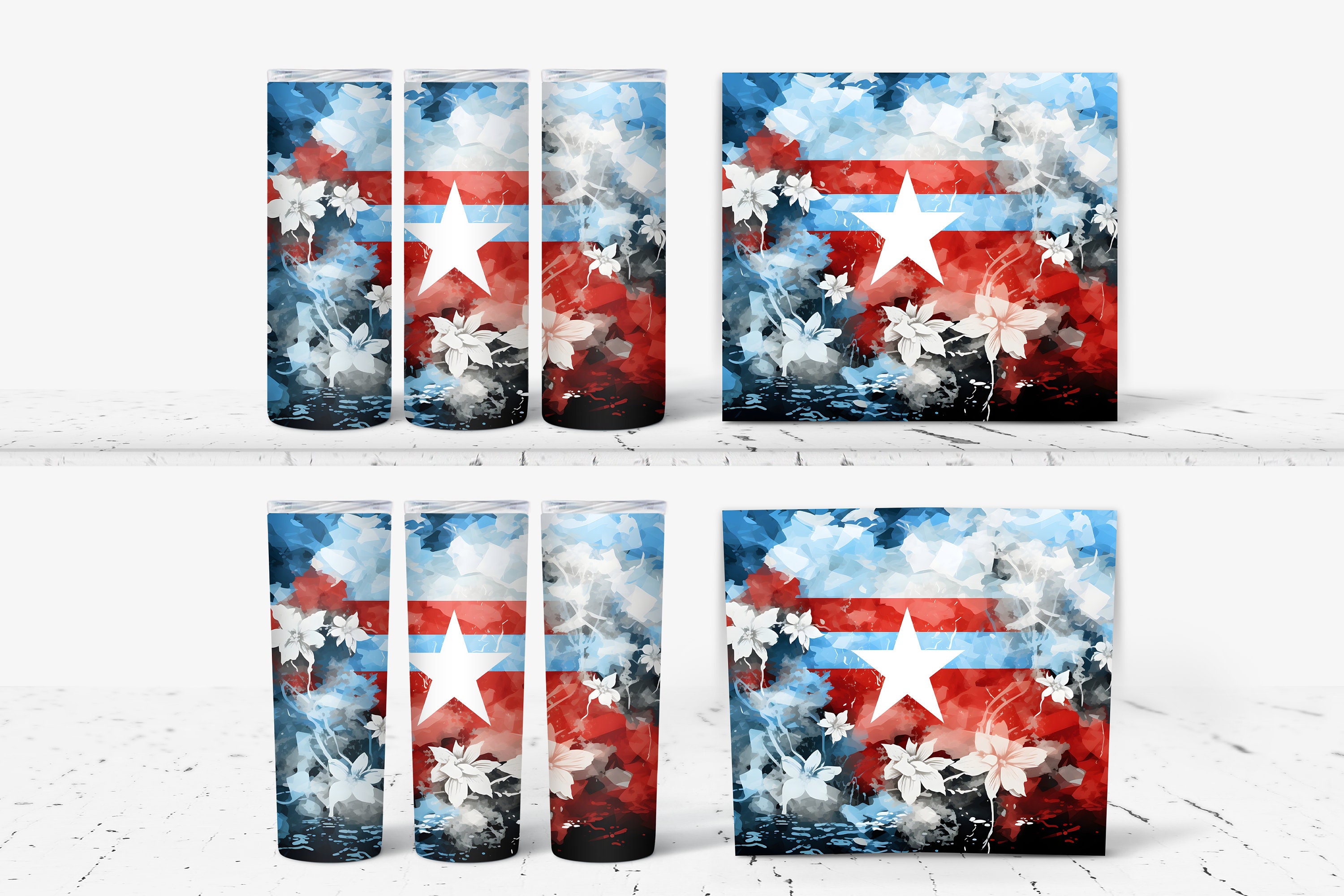 Puerto Rico Flag Wrap Bundle for 20oz Skinny Tumblers | Sublimation ...