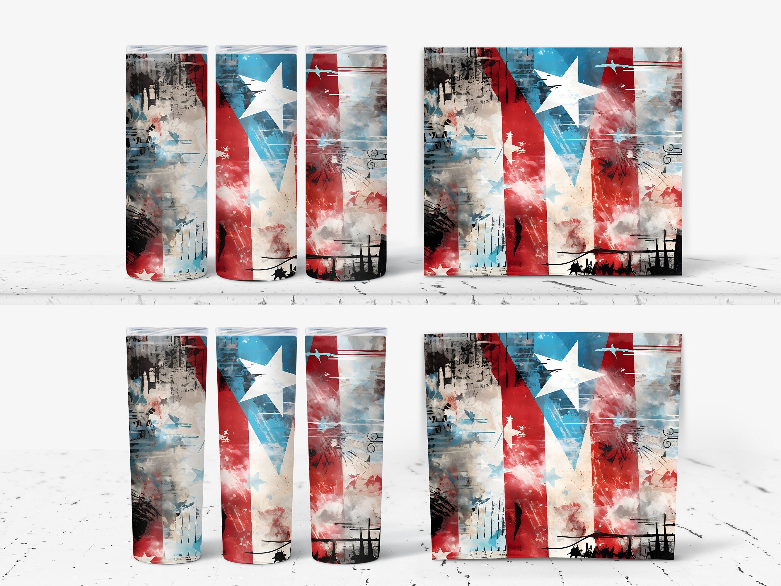 Vintage Puerto Rico Flag Wrap for 20oz Skinny Tumblers | Sublimation ...