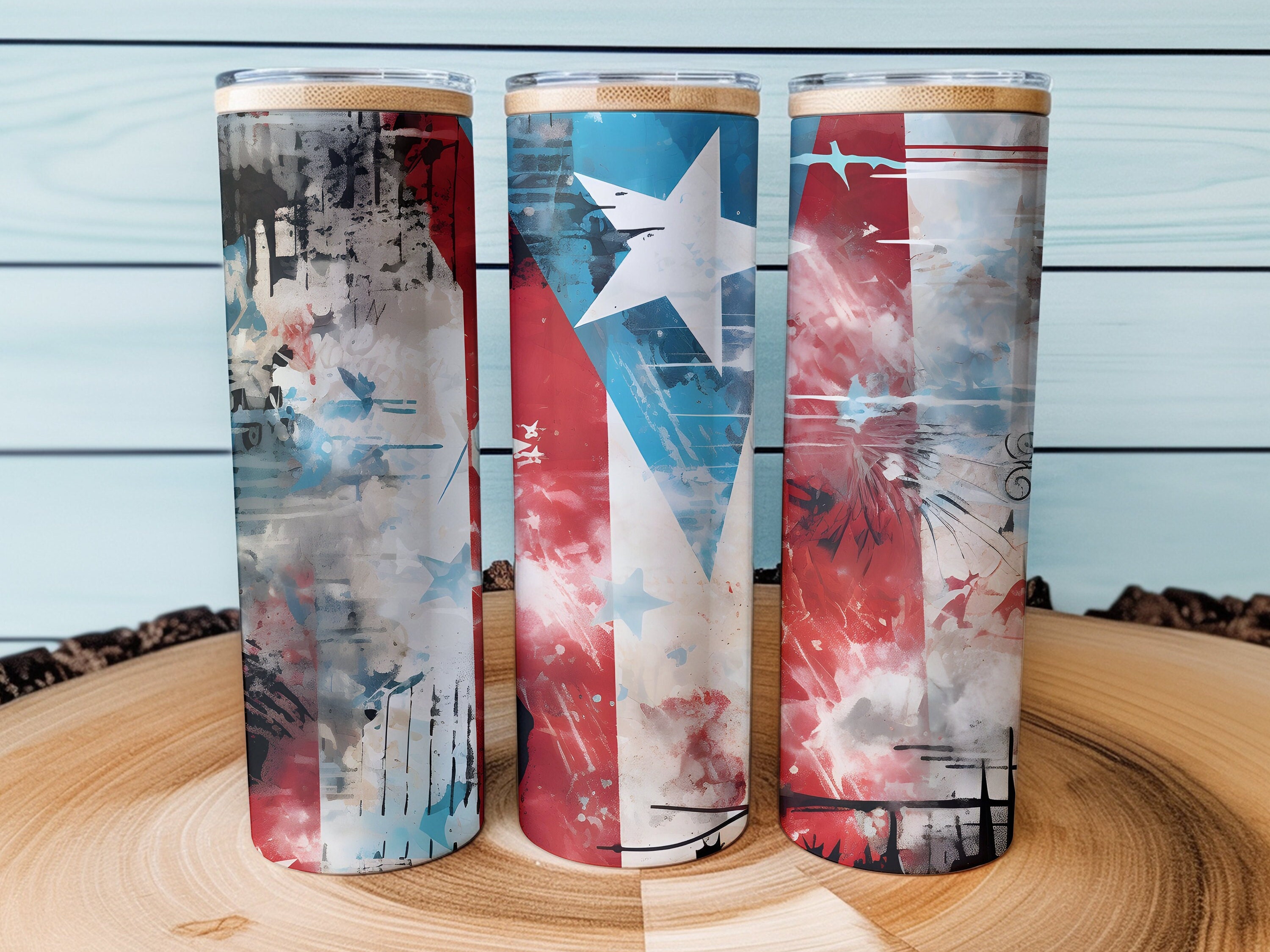 Vintage Puerto Rico Flag Wrap for 20oz Skinny Tumblers Sublimation ...