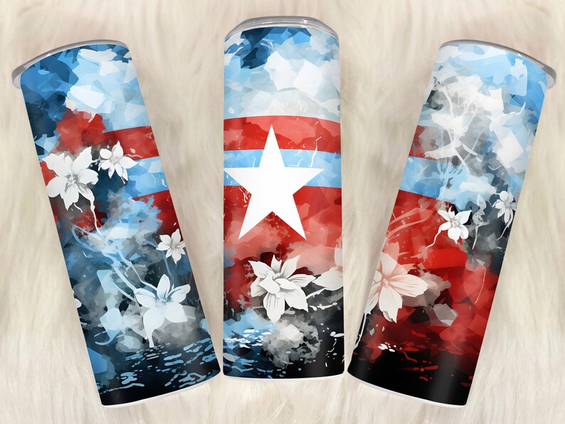 Abstract Puerto Rico Flag Wrap for 20oz Skinny Tumblers | Sublimation ...