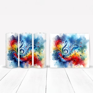 Colorful Music Notes Wrap for 20oz Skinny Tumblers | Sublimation Design ...