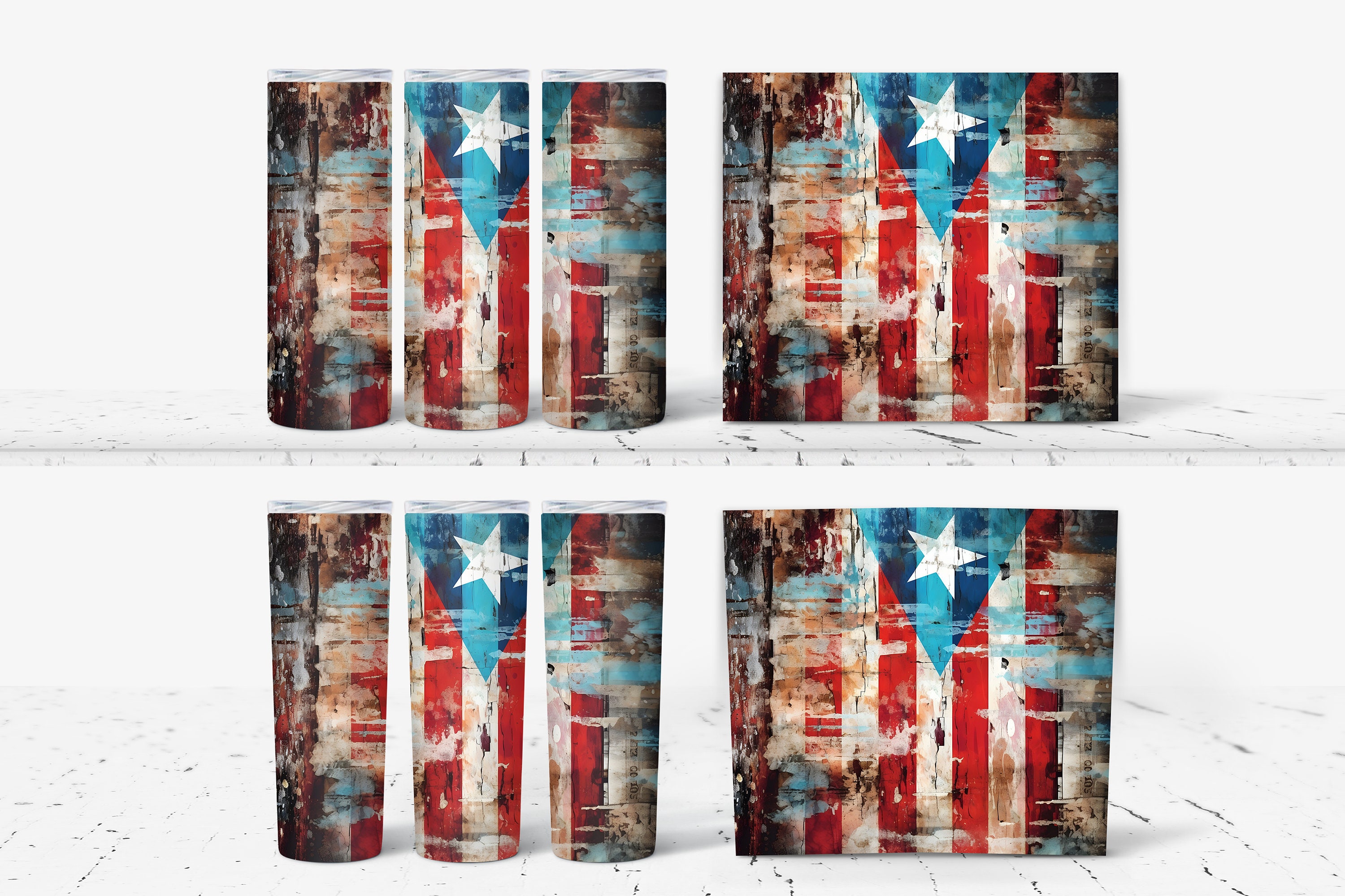 Puerto Rico Flag Wrap Bundle for 20oz Skinny Tumblers | Sublimation ...