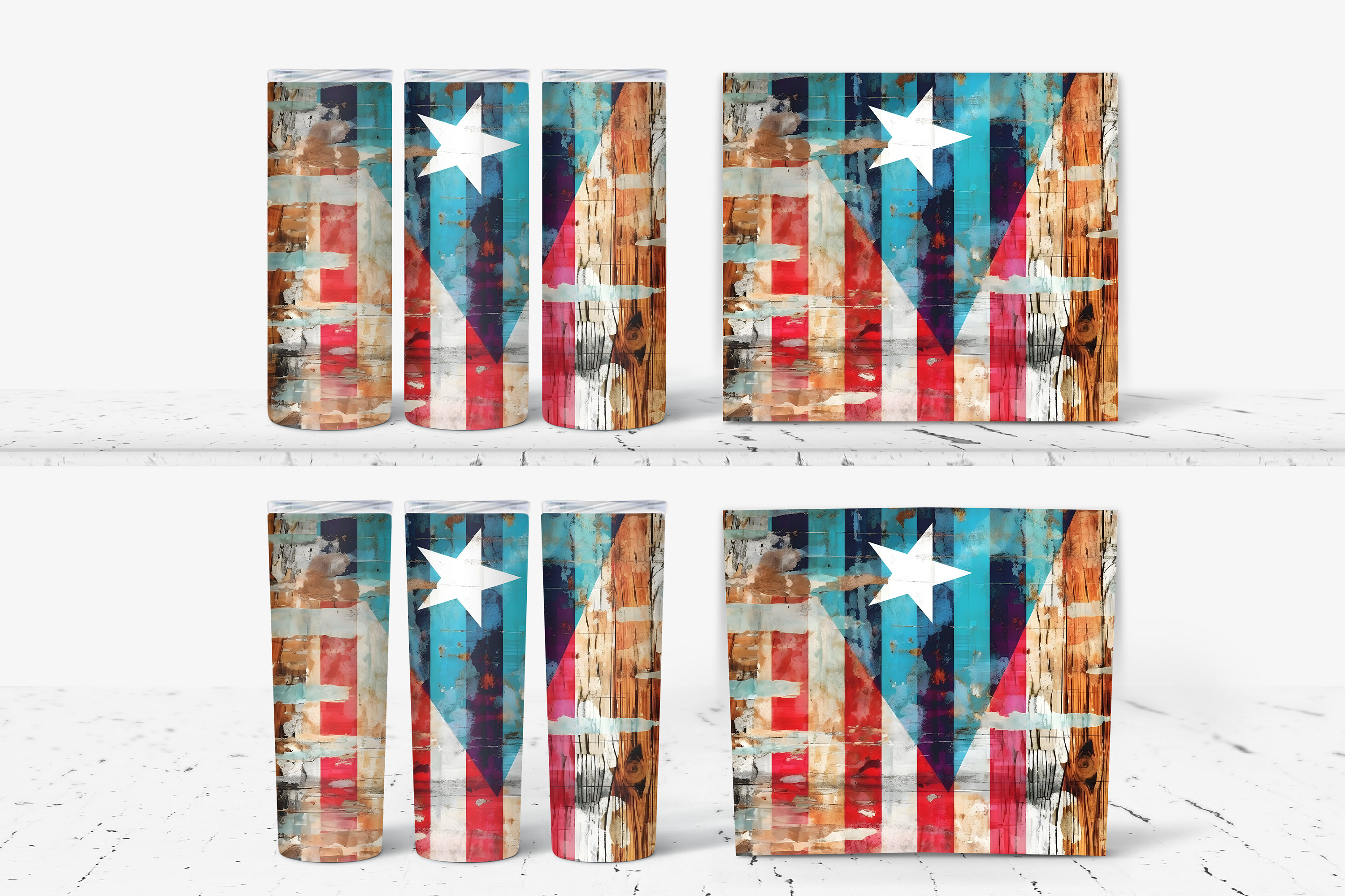 Puerto Rico Flag Wrap Bundle for 20oz Skinny Tumblers | Sublimation ...