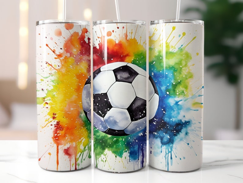 Retro Soccer Ball Wrap for 20oz Skinny Tumblers | Sublimation Design ...