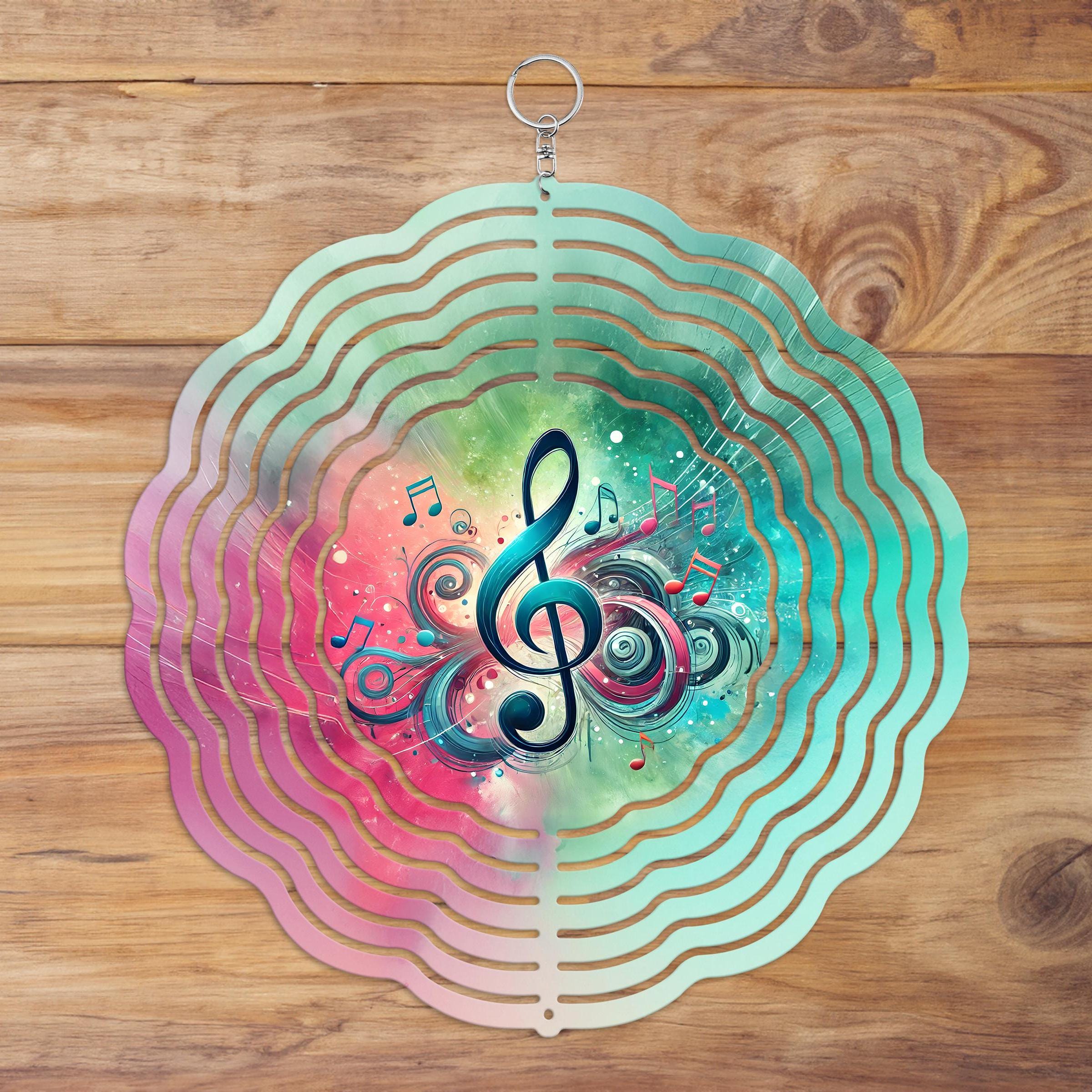 Pink and Teal Music Notes Wind Spinner | Sublimation Design | 10 Inch ...