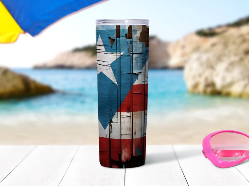 Painted Puerto Rico Flag Wrap for 20oz Skinny Tumblers | Sublimation ...