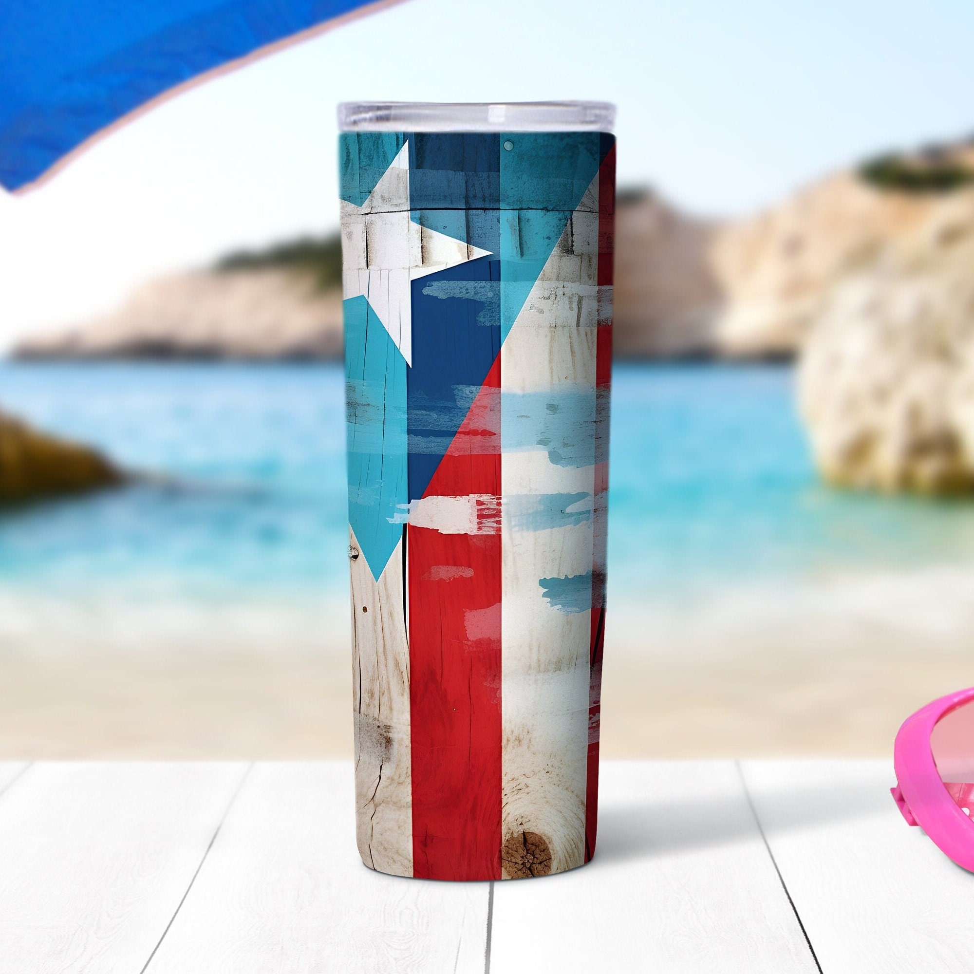 Painted Puerto Rico Flag Wrap for 20oz Skinny Tumblers | Sublimation ...