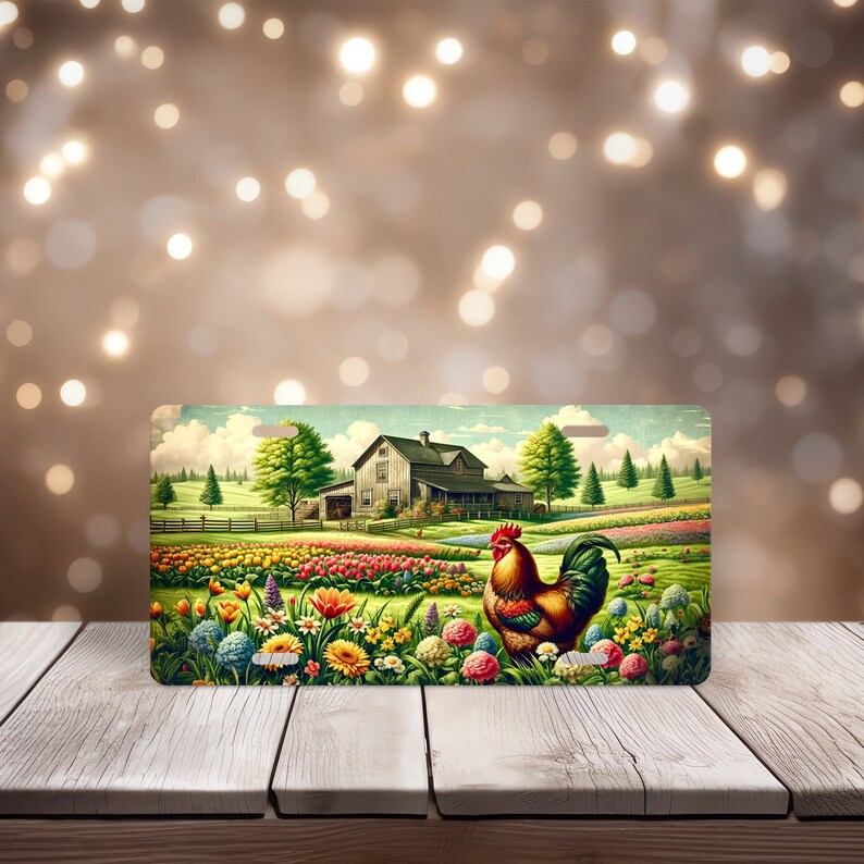 Spring Farm Chicken License Plate Sublimation Design | 12" X 6" Design ...