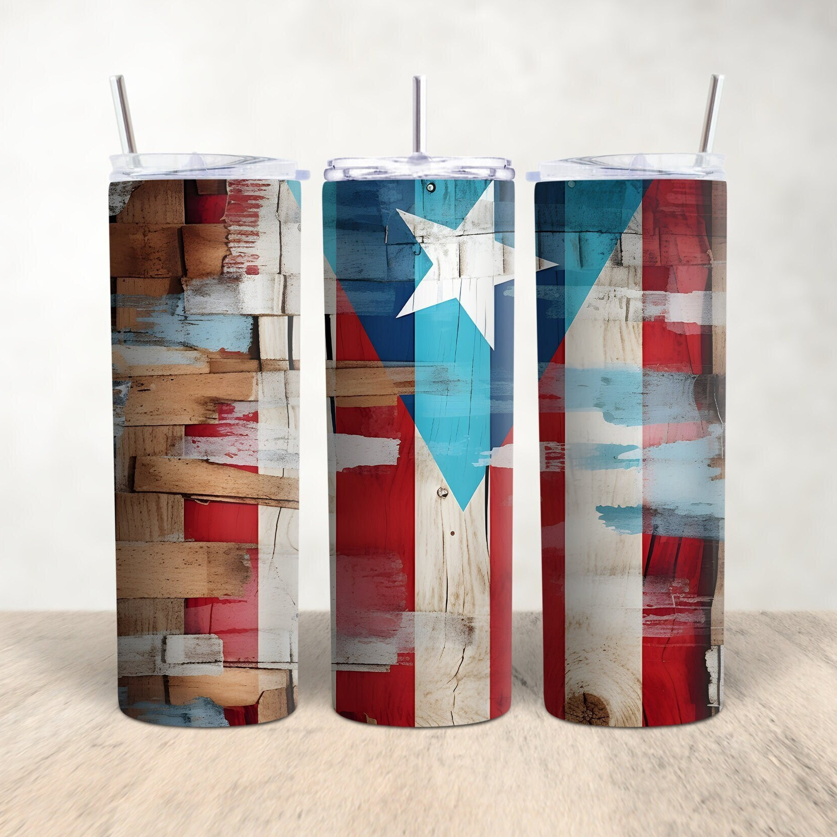 Painted Puerto Rico Flag Wrap for 20oz Skinny Tumblers | Sublimation ...