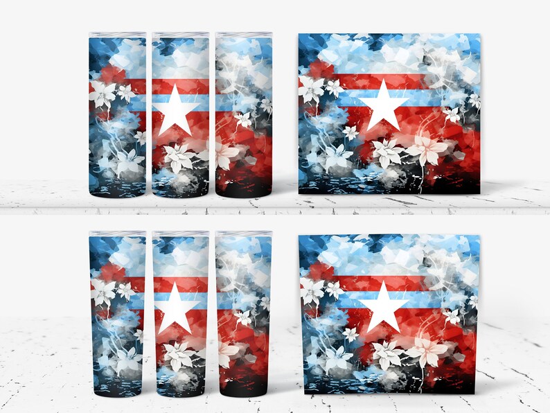 Abstract Puerto Rico Flag Wrap for 20oz Skinny Tumblers | Sublimation ...