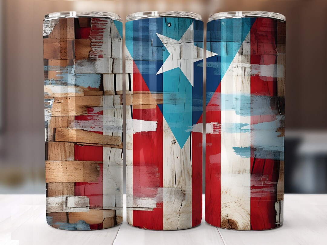Painted Puerto Rico Flag Wrap for 20oz Skinny Tumblers | Sublimation ...