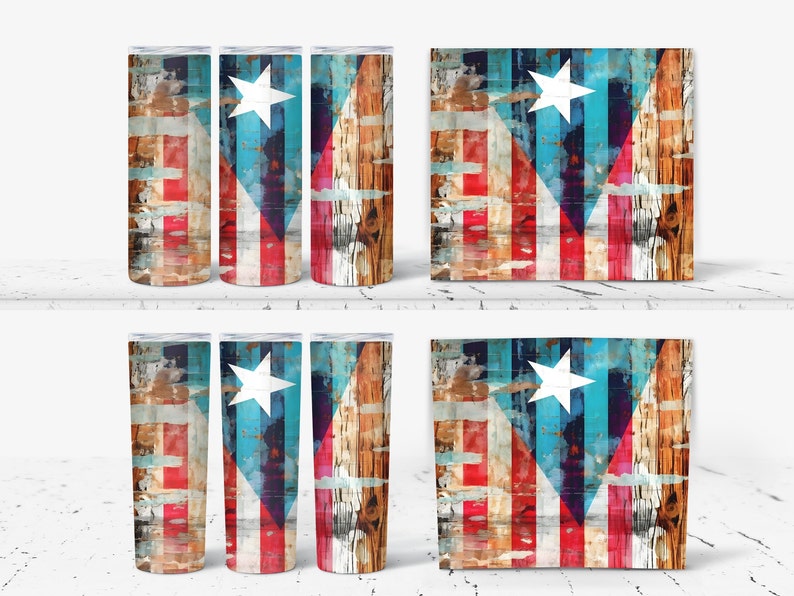 Vintage Puerto Rico Flag Wrap for 20oz Skinny Tumblers | Sublimation ...