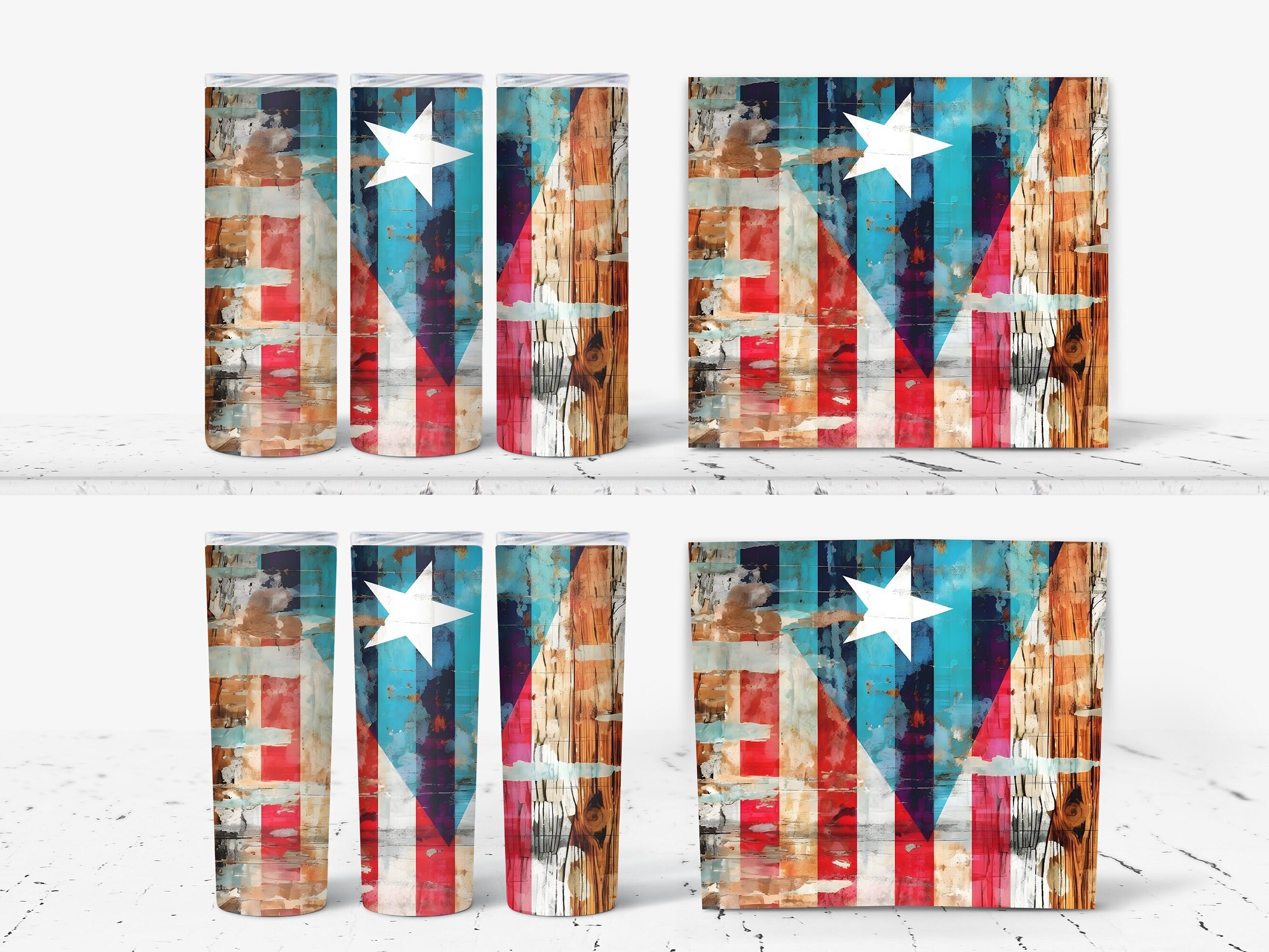Vintage Puerto Rico Flag Wrap for 20oz Skinny Tumblers | Sublimation ...