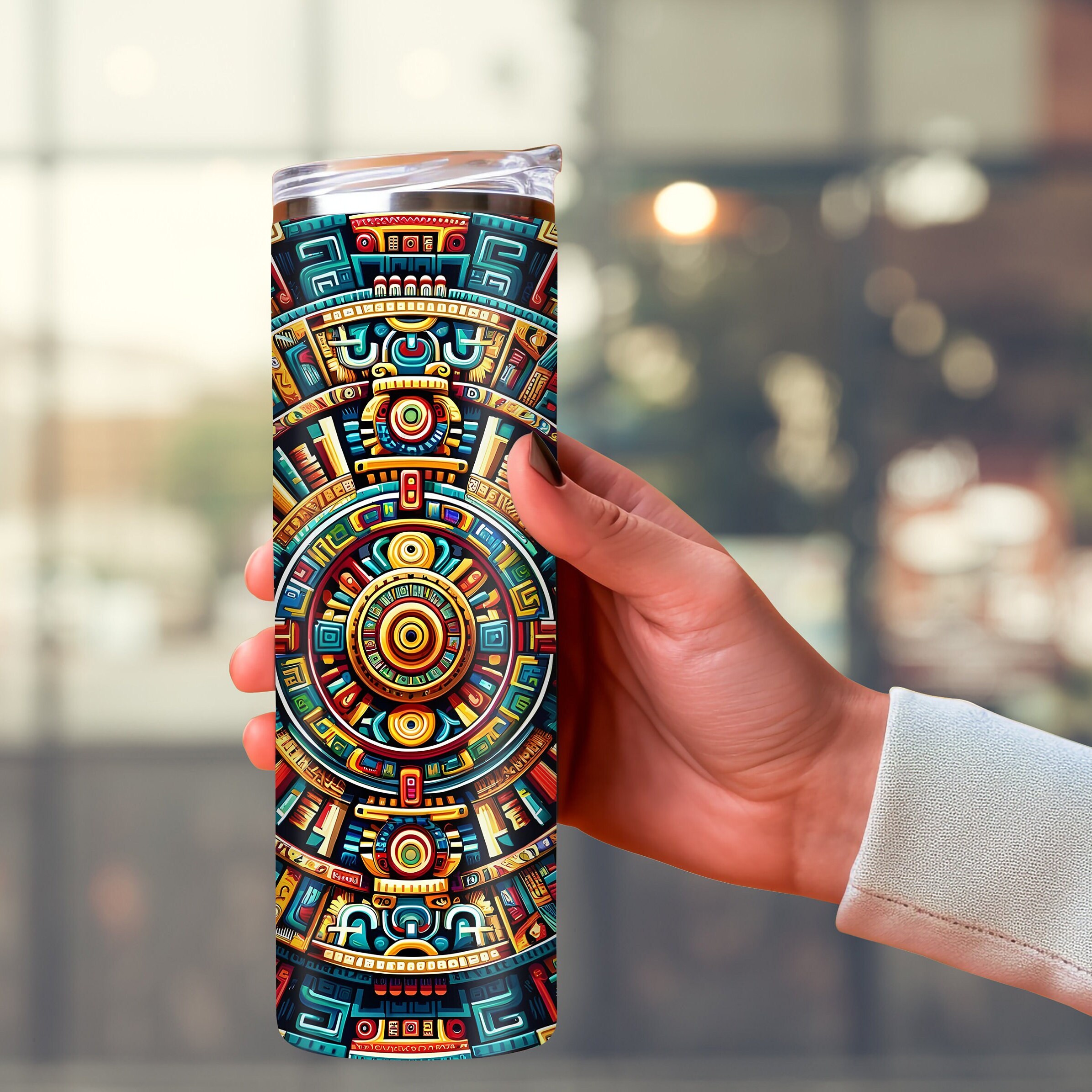Enigmatic Aztec Calendar Wrap for 20oz Skinny Tumblers | Sublimation ...
