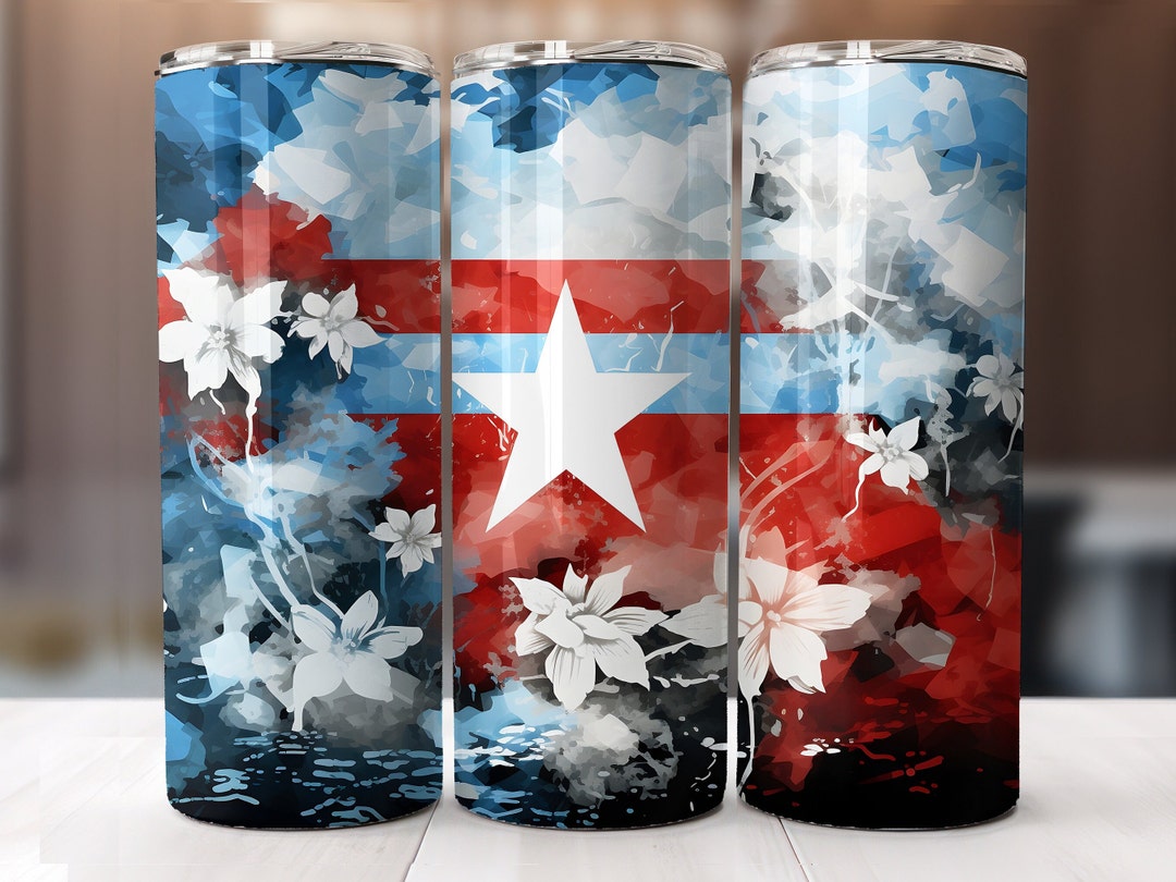 Abstract Puerto Rico Flag Wrap for 20oz Skinny Tumblers | Sublimation ...