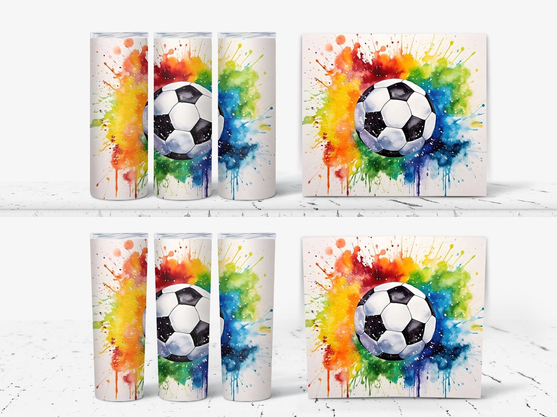 Retro Soccer Ball Wrap for 20oz Skinny Tumblers | Sublimation Design ...