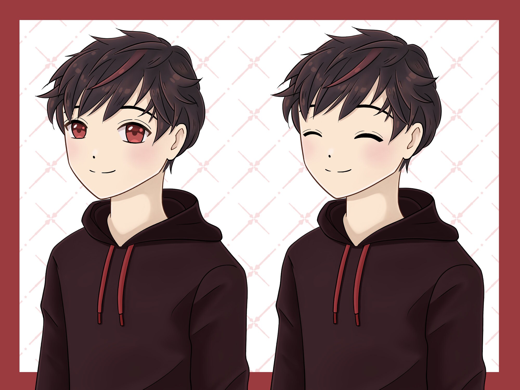 MALE PNGTUBER "comfy Streamer" in Black and Red - Etsy