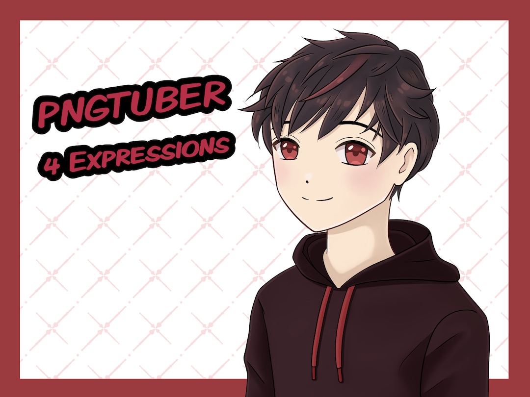MALE PNGTUBER "comfy Streamer" in Black and Red - Etsy