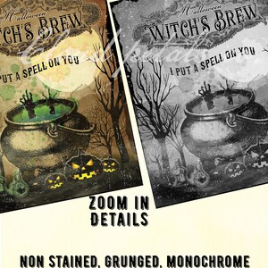 Vintage Halloween Witch's Brew Sign, Witch Cauldron Printable Wall Art ...