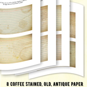 Grunge Coffee Stained Lined Paper Printable, 4x6 Blank Lined Journal ...