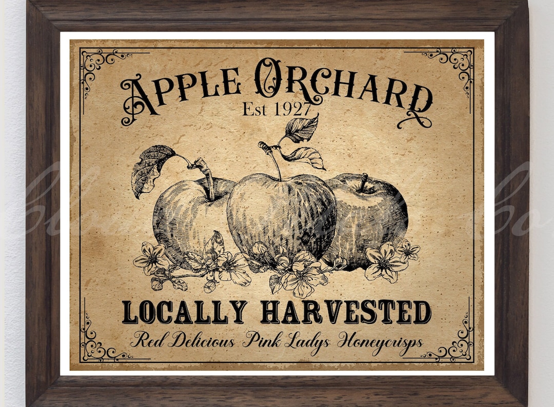 Vintage Apple Farm Sign, Apple Orchard Printable, Vintage Farmhouse ...