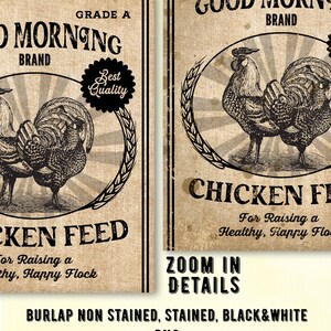 Chicken Feed Sign, Burlap Print, Diy Feed Bag, Vintage Kitchen ...