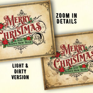 Vintage Merry Christmas Sign, Wall Art, Printable Xmas Wall Decor, Vintage Lettering, Merry ...