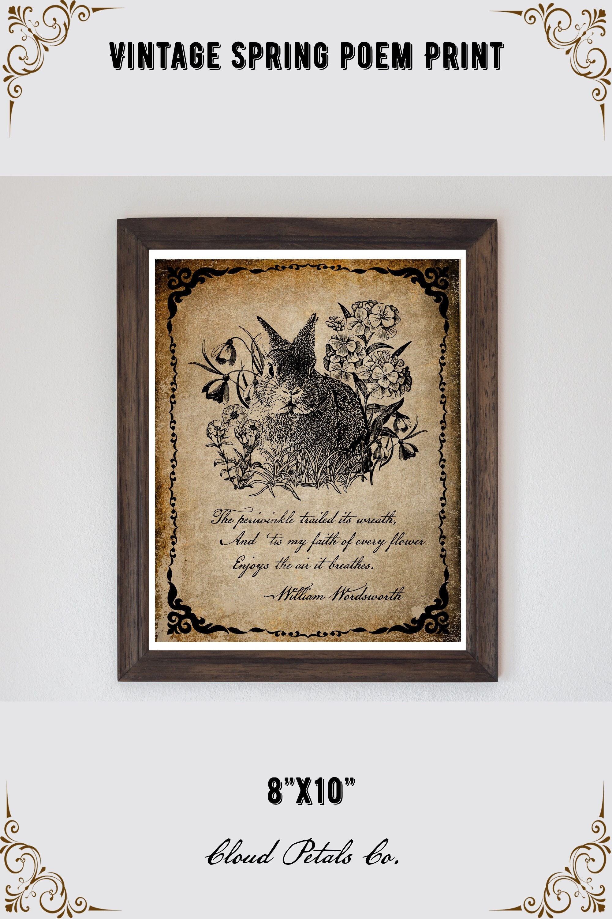 Vintage Spring Poem Rabbit Print Primitive Easter Bunny - Etsy